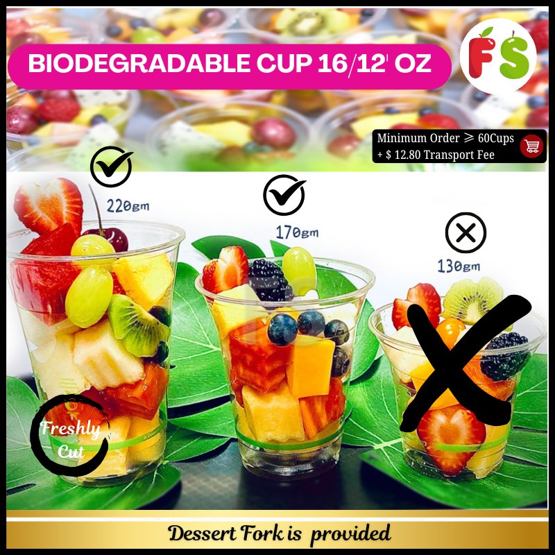 MiX Fruits " Biodegradable Cup "- 9'Oz /12'Oz /16'Oz – FS Fruity Pte Ltd